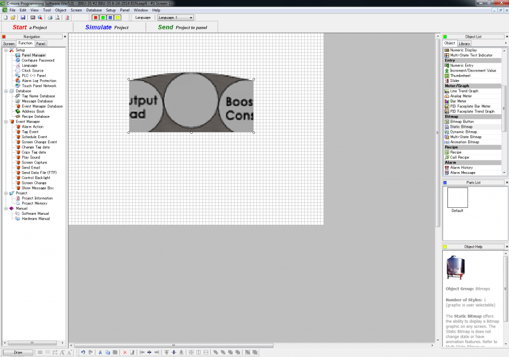 C-More EA9 wont properly display static bitmap
