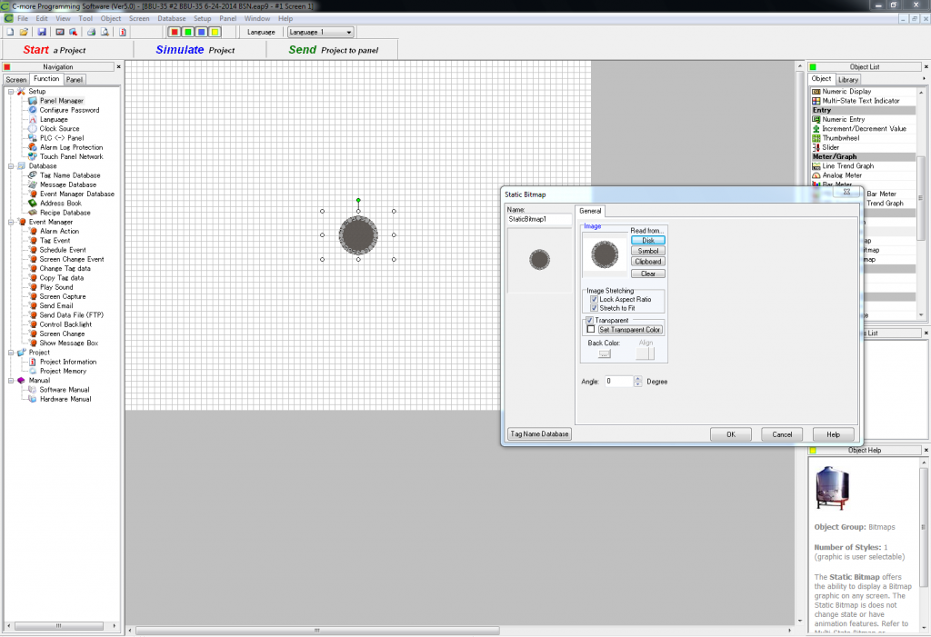 C-More EA9 wont properly display static bitmap